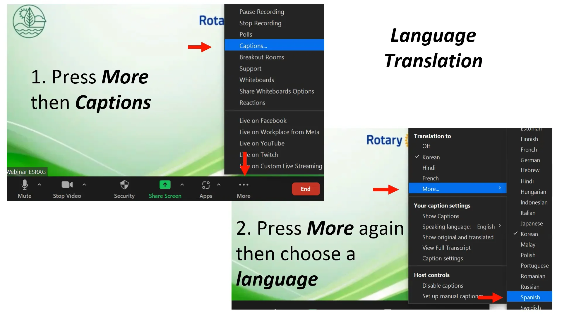 Zoom Translation Captions English Spanish Portuguese on Vimeo