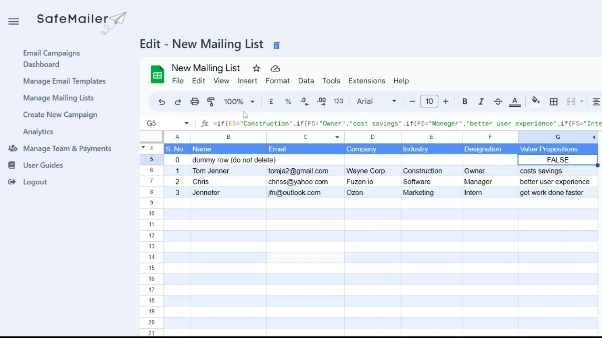 Using SafeMailer for mail merge operation with cold email automation on ...