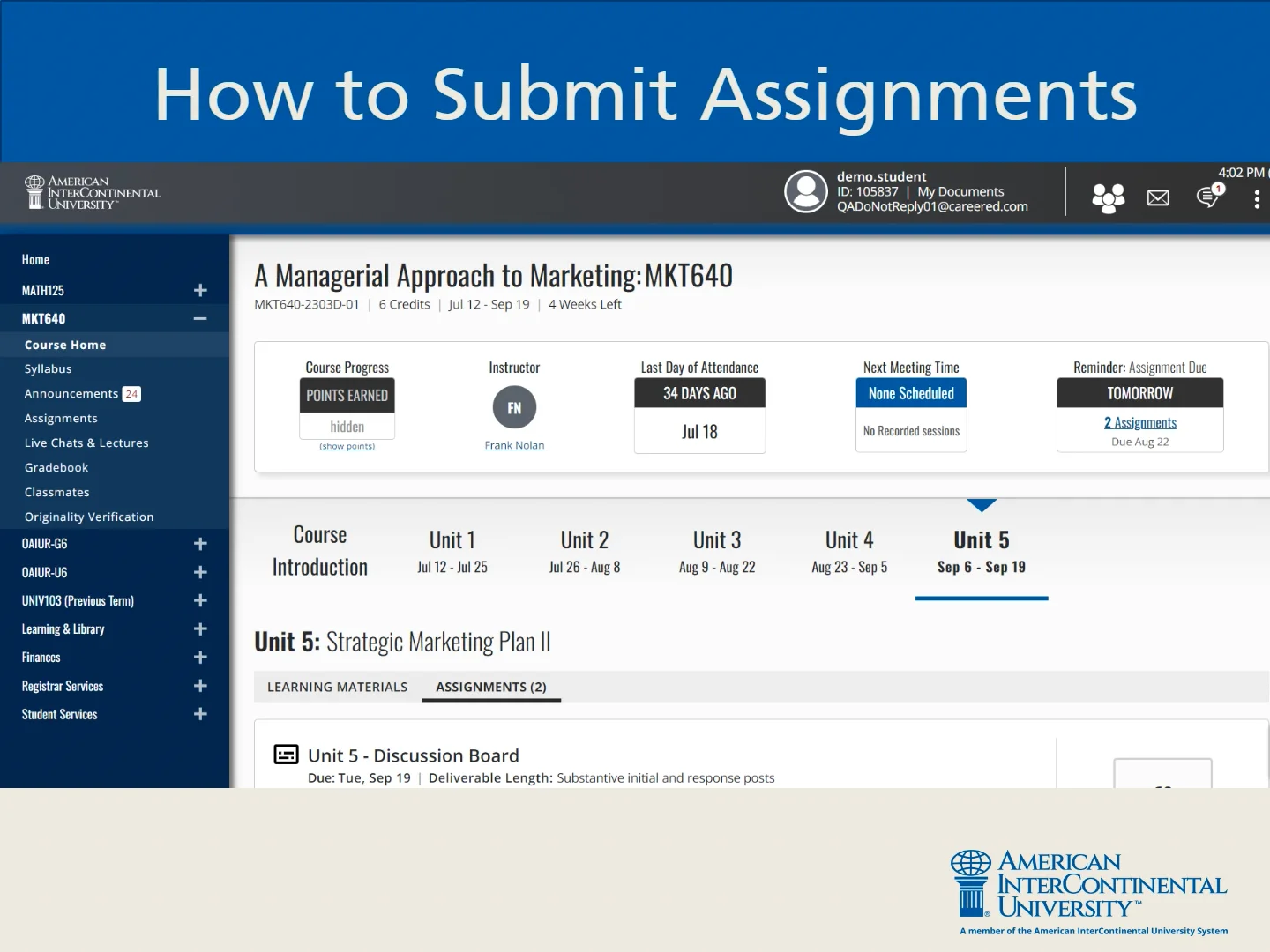 AIU Assignment Submissions V2 on Vimeo