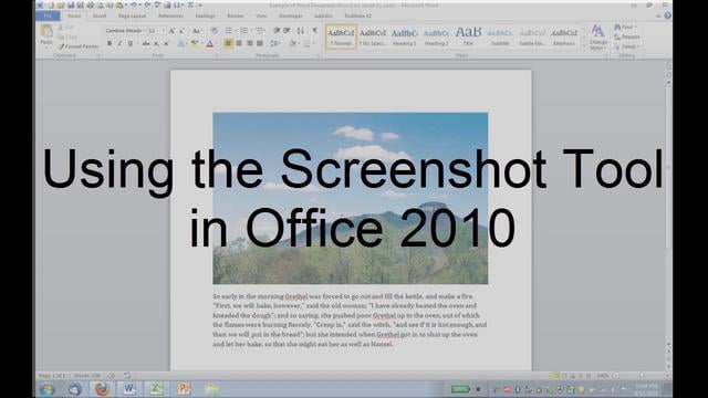 Using the Screenshot Tool in Office 2010 on Vimeo