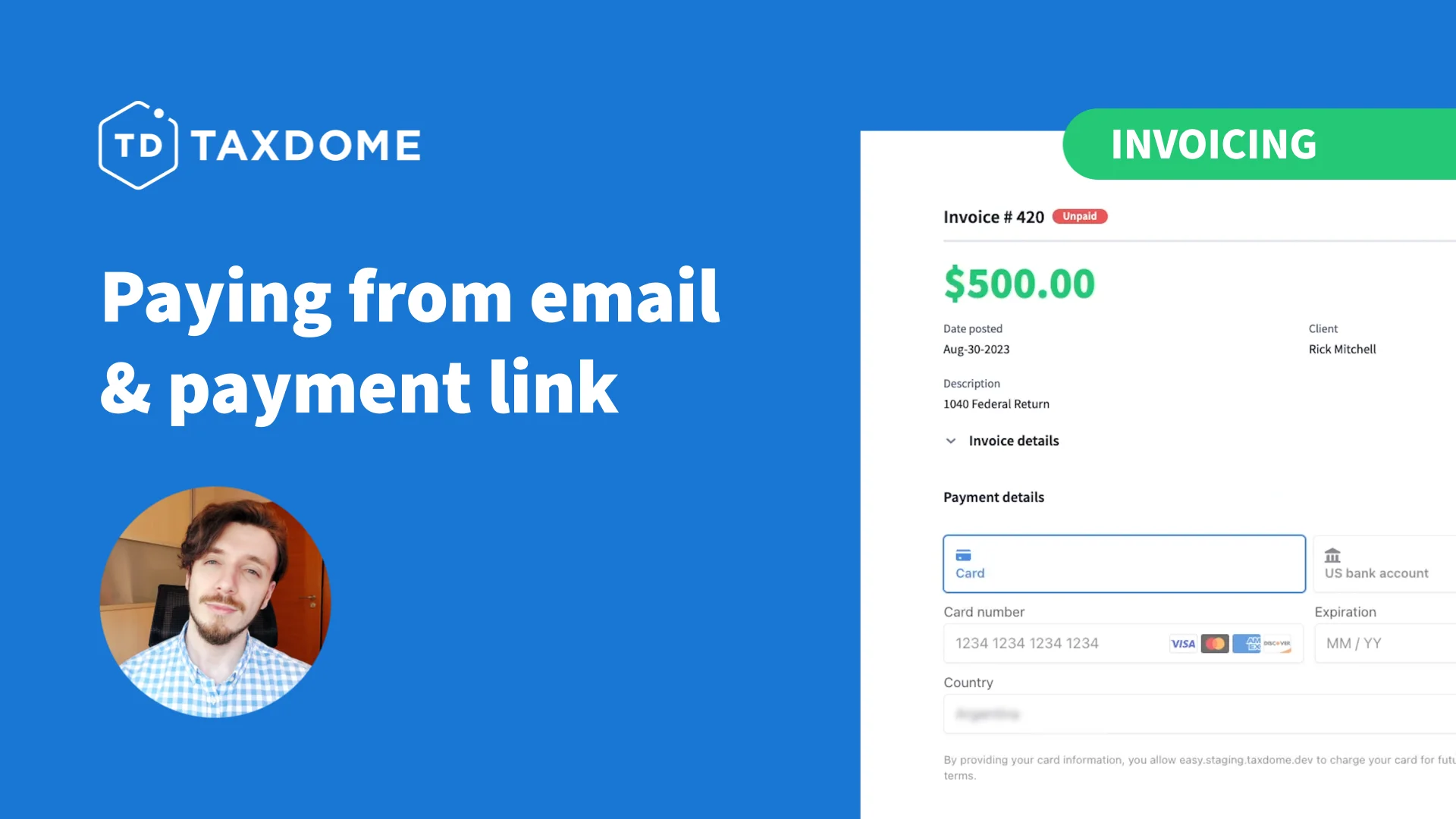 Client Portal: Paying invoices from email and payment link on Vimeo