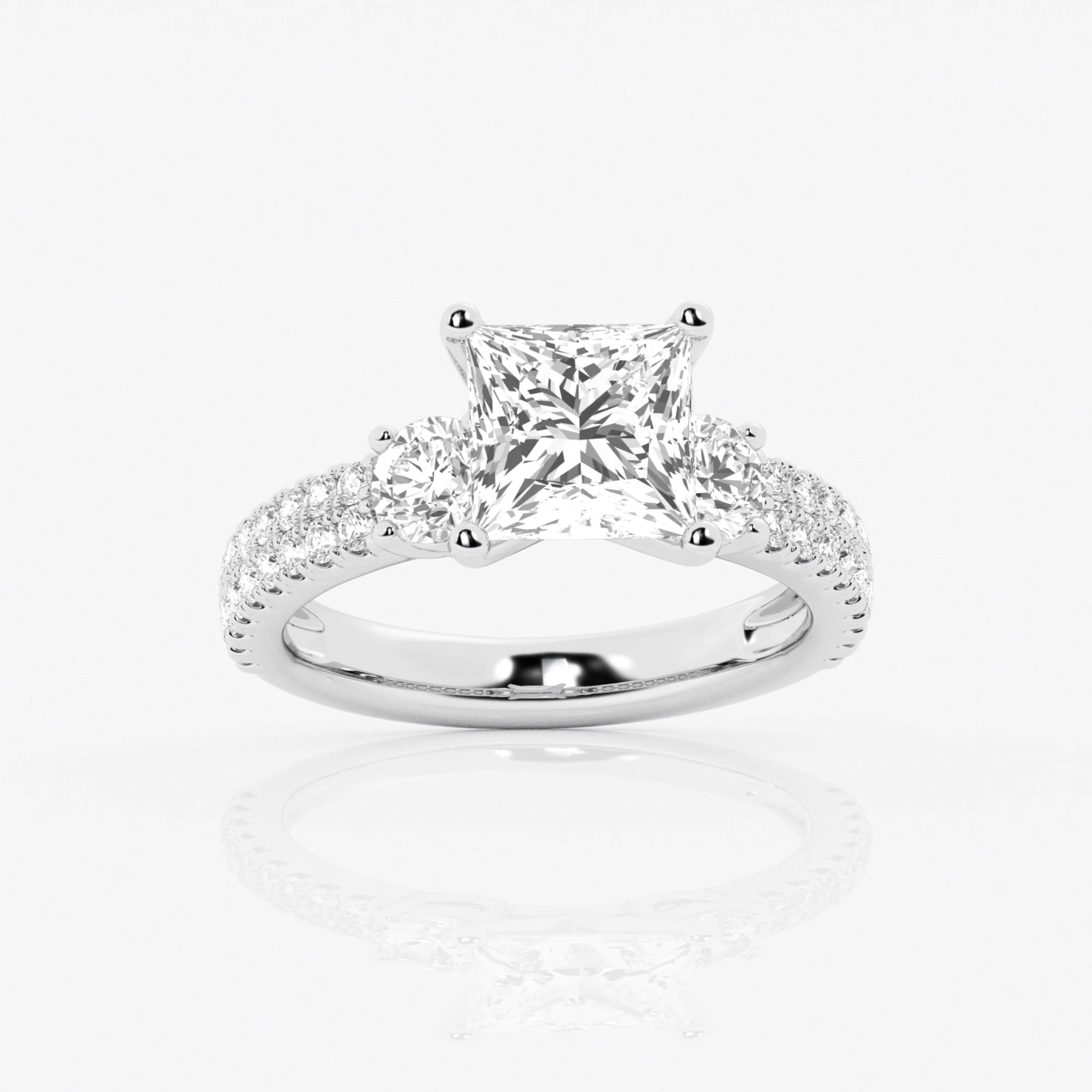 3 1/2 ctw Princess Lab Grown Diamond Engagement Ring with Double Row ...