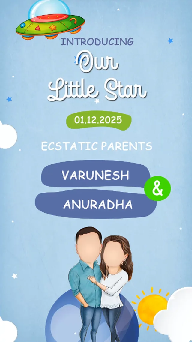 Cute Family Caricature Naming Ceremony Invitation Video, 56% OFF