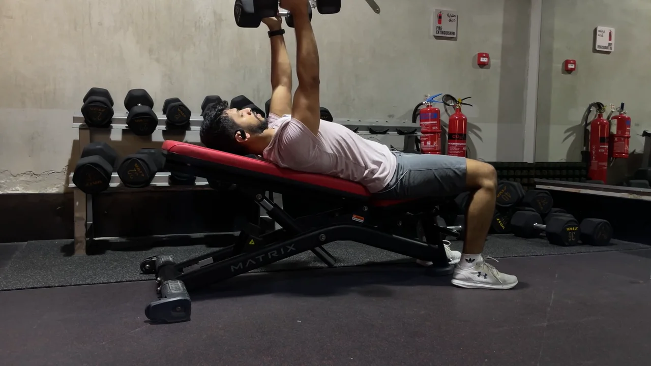 Laying incline dumbbell tricep extension on Vimeo