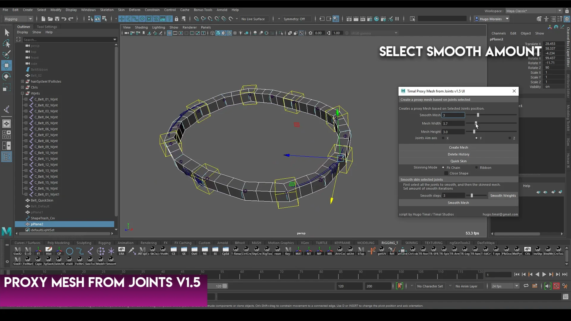 Maya python script Proxy Mesh From Joints