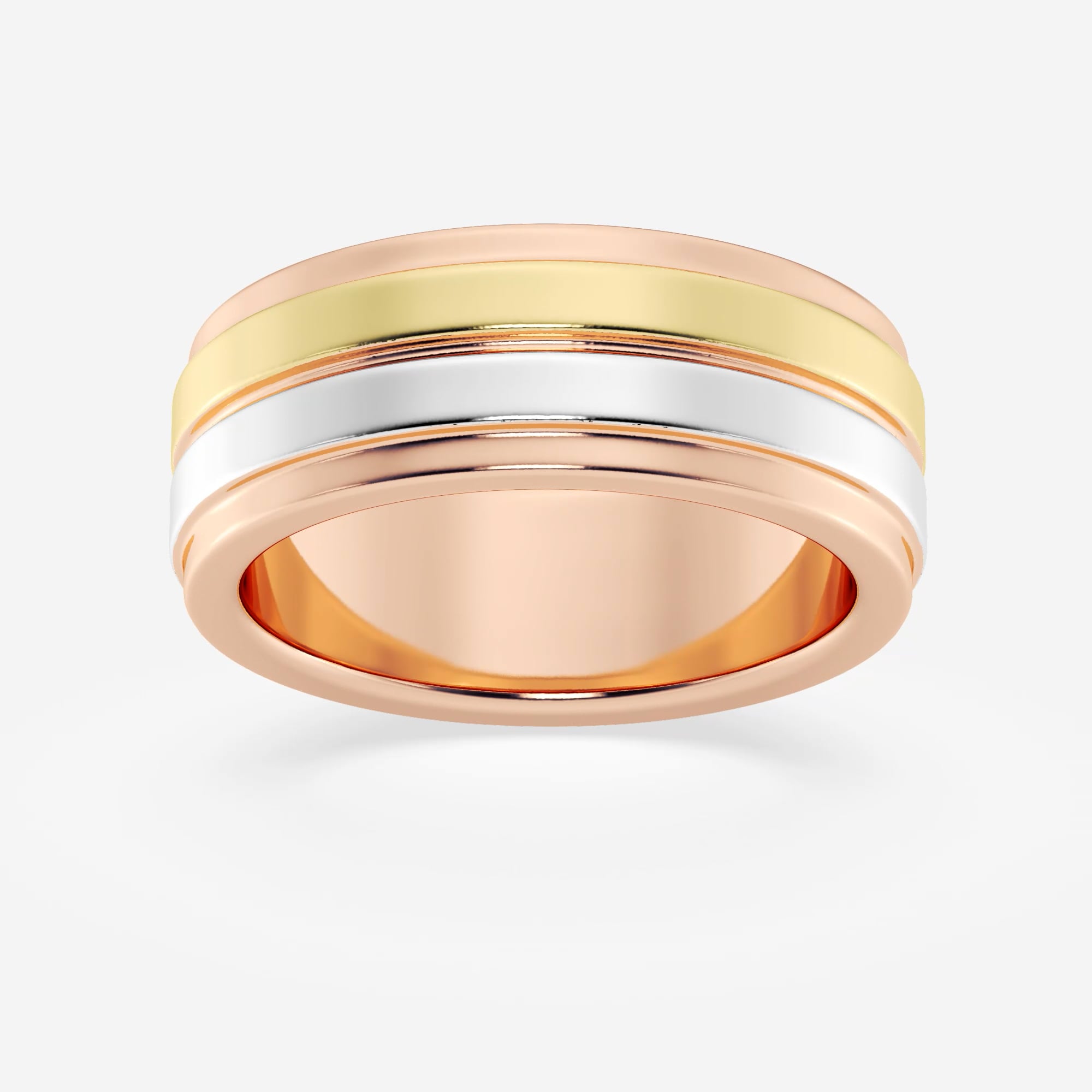 8mm Tri-Color Wedding Band - Grownbrilliance
