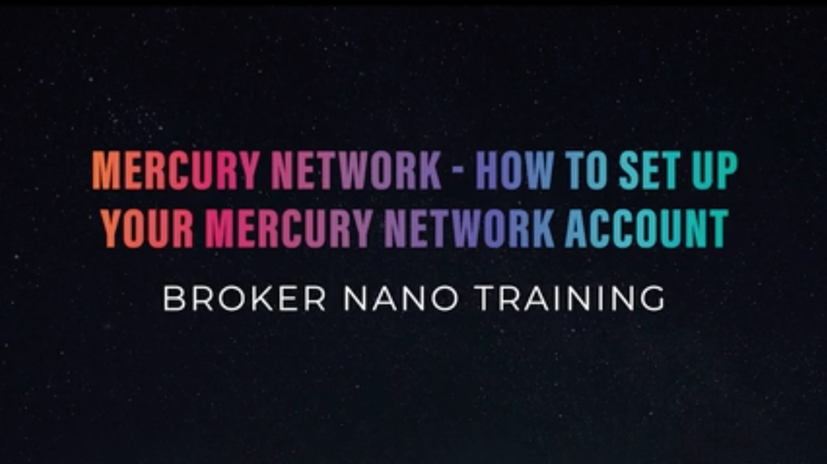 Mercury Network - How to Set Up your Mercury Network Account