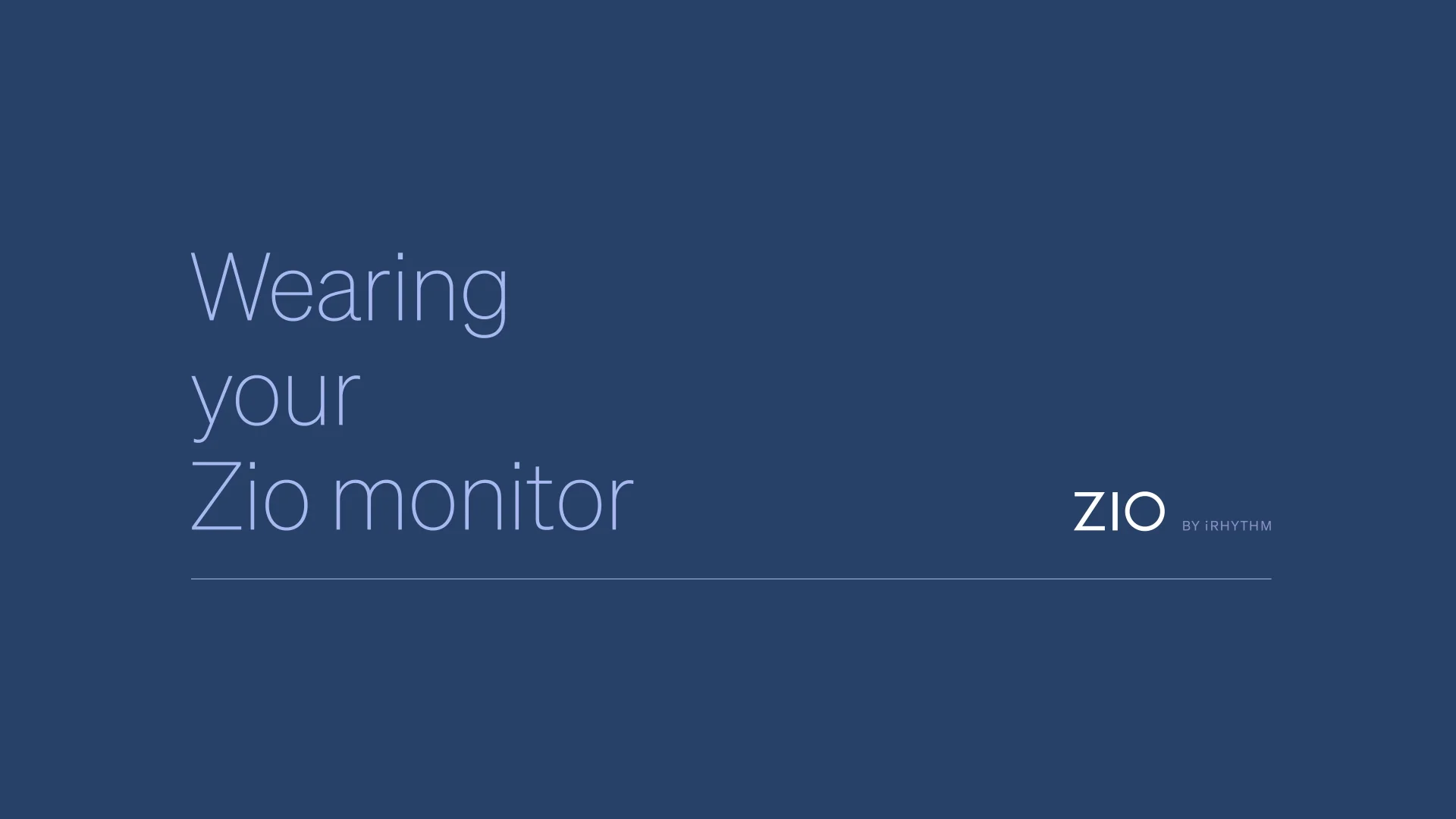 Wearing your Zio monitor