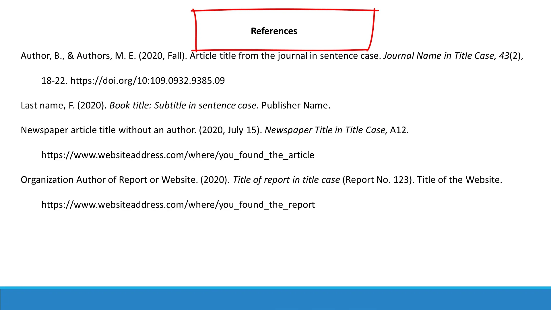 Reference Page in APA- APA - 3-3 on Vimeo