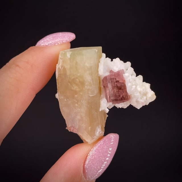 Danburite with Tourmaline and Stilbite - SM23-162 - Malkhan Chikoy ...