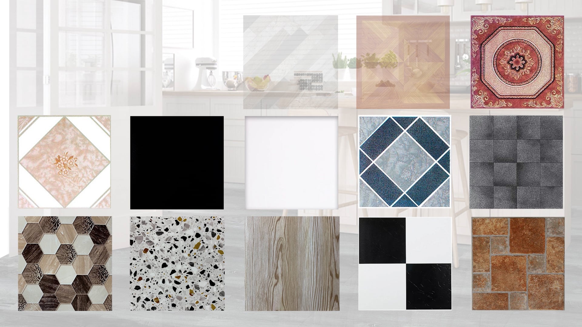 PowerSellerUSA Vinyl Self Adhesive Floor Tiles Contemporary Design Peel ...