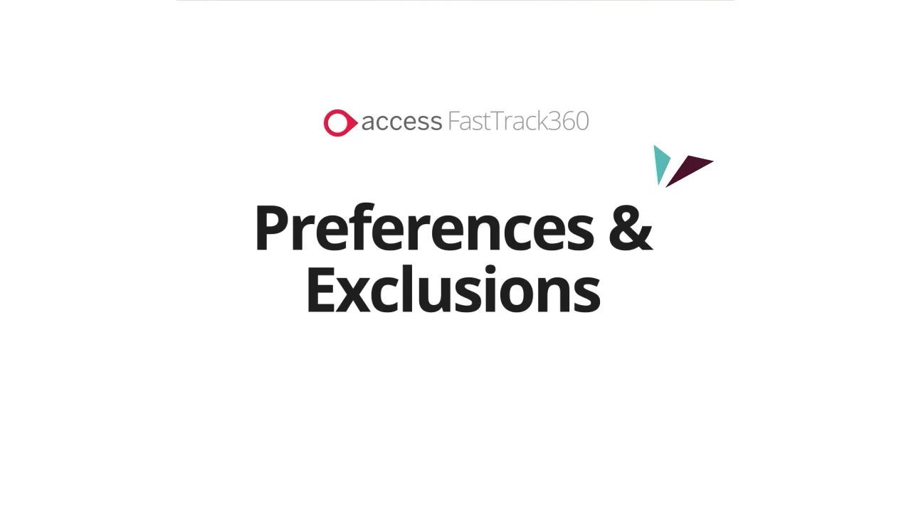 Access FastTrack360 - Preferences & Exclusions on Vimeo