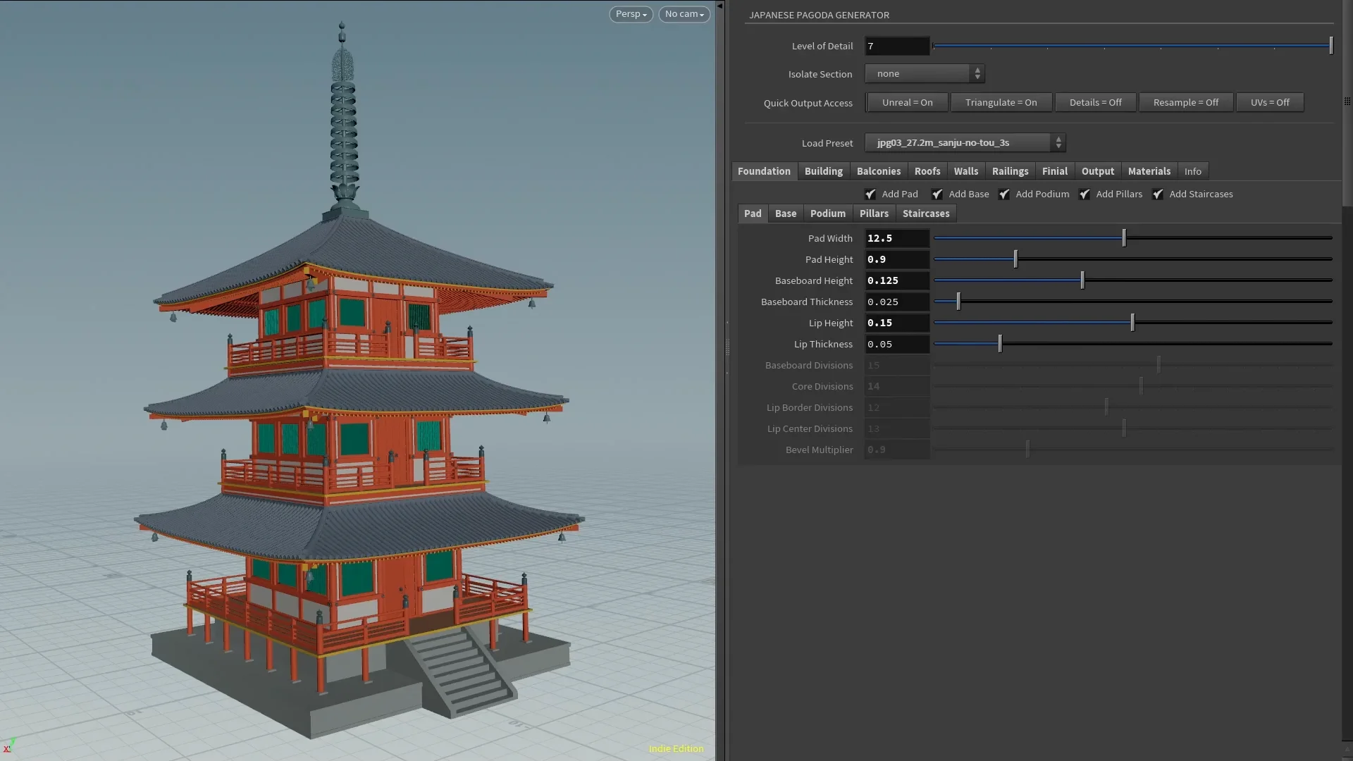 Japanese Pagoda Generator in Houdini 19.5 and Unreal 5.1 on Vimeo