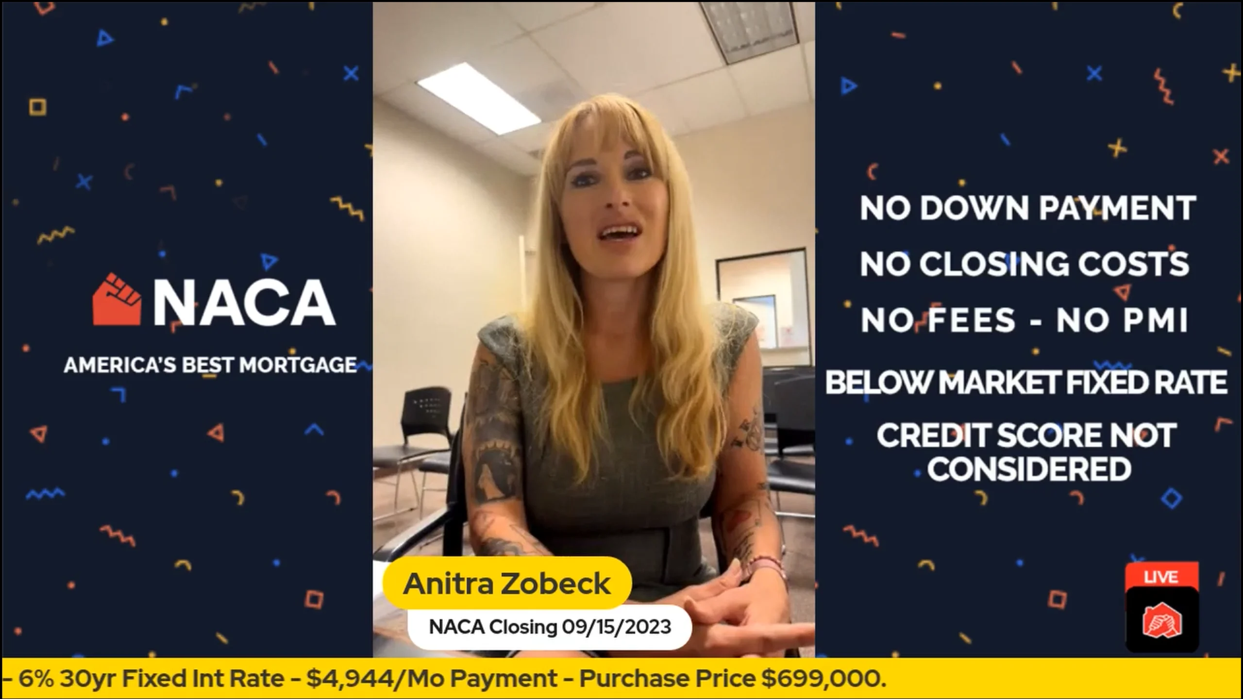 September 15th, 2023, LIVE NACA Closing Anitra Zobeck. Los Angeles, CA