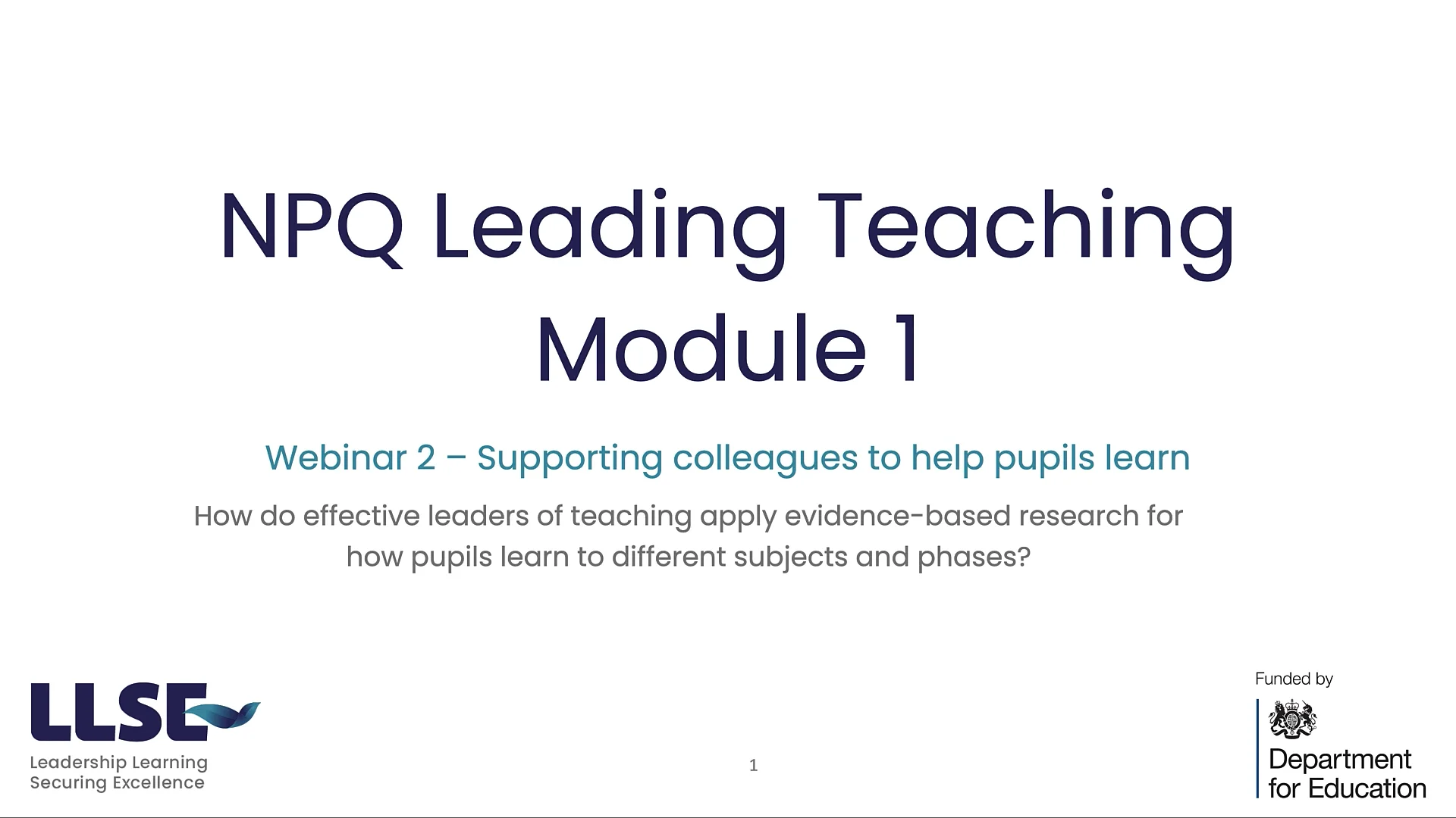 NPQLT Module 1 Webinar 2
