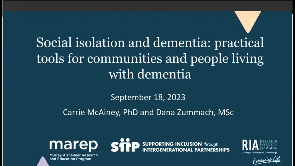 Social isolation and dementia: practical tools for communities and ...