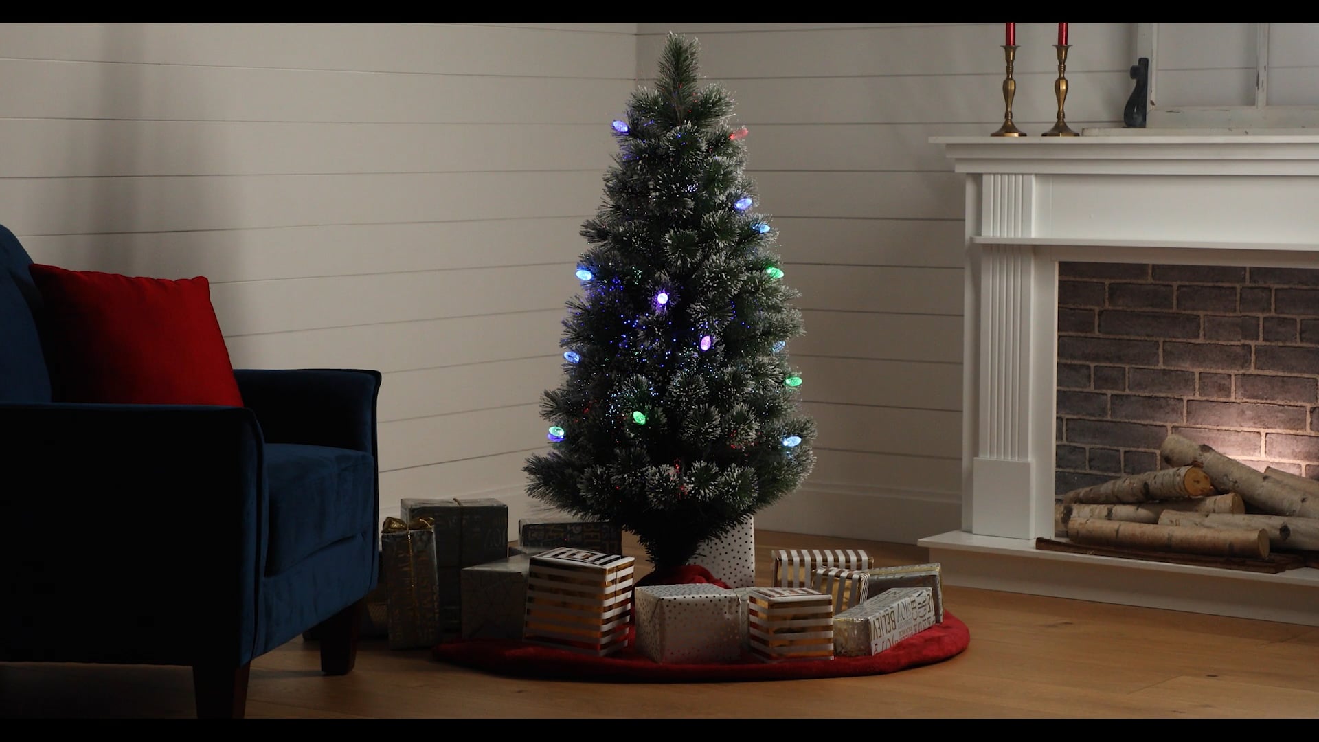 4ft. Snowy Pre-Lit Fiber Optic Artificial Christmas Tree - Traditional ...