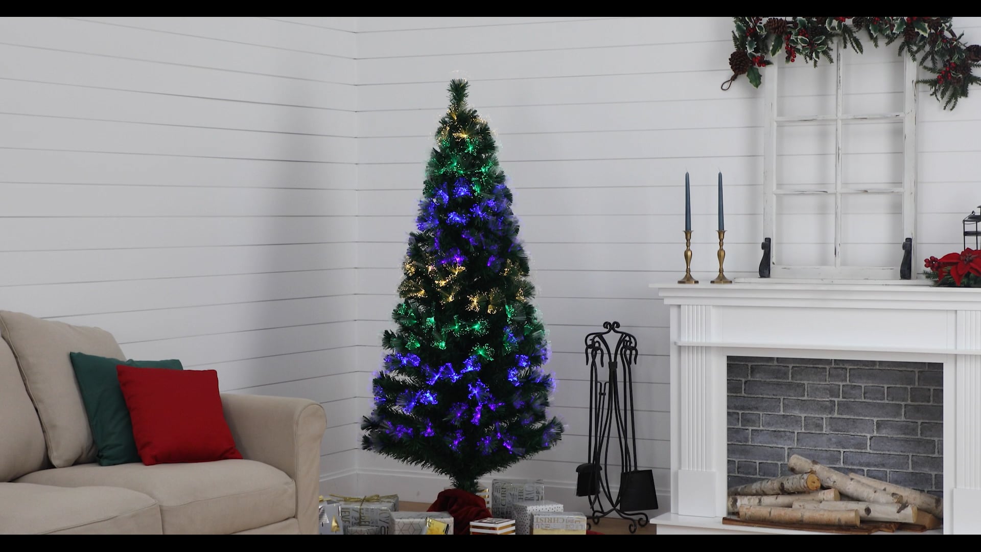6ft. Pre-Lit Fiber Optic Artificial Christmas Tree - Traditional ...