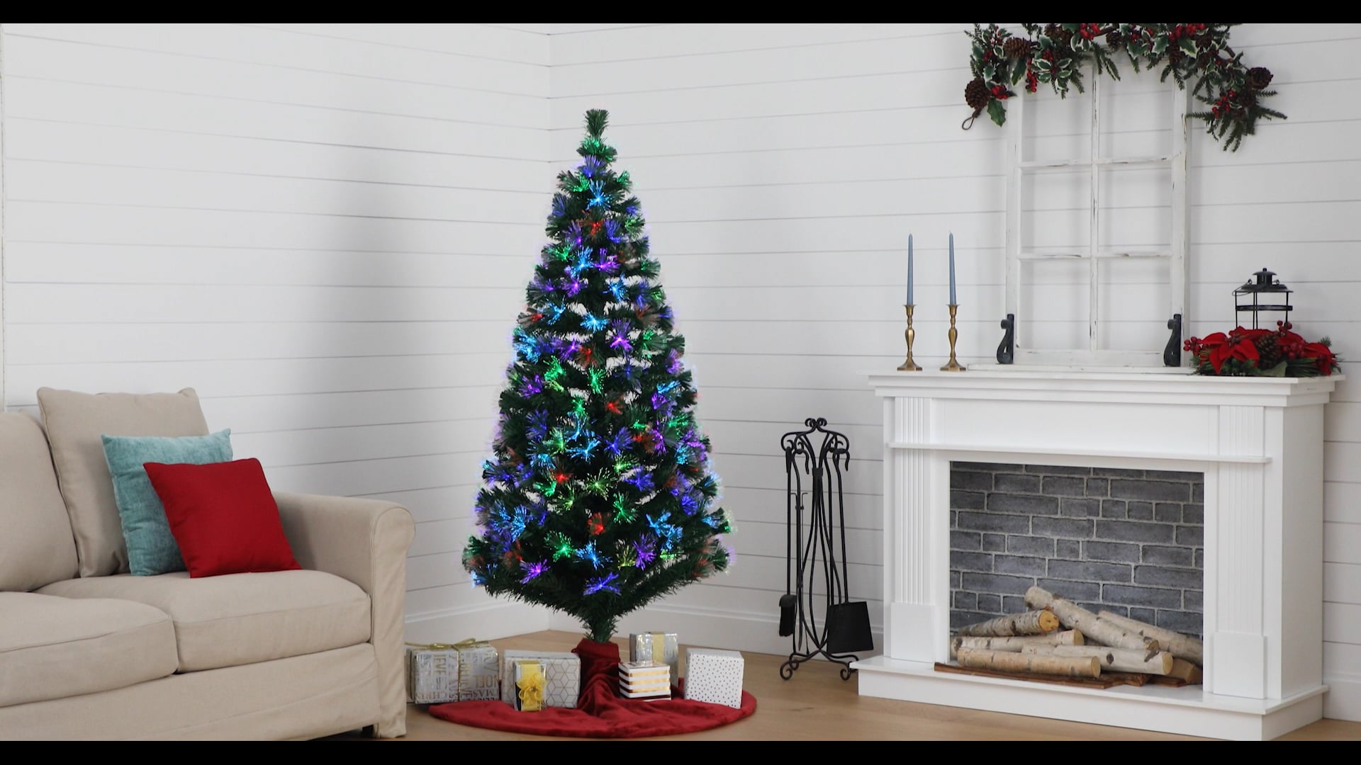 6ft. Pre-Lit Fiber Optic Artificial Christmas Tree - Traditional ...
