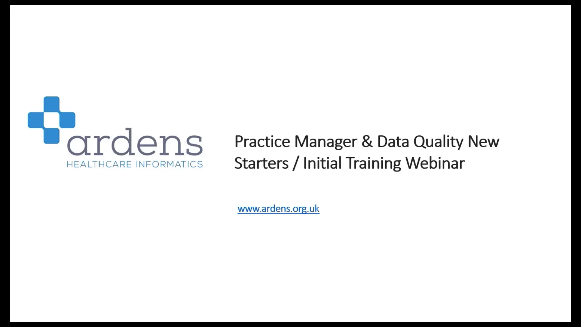 Ardens SystmOne New Starter Webinar - Practice Manager & Data Quality on Vimeo