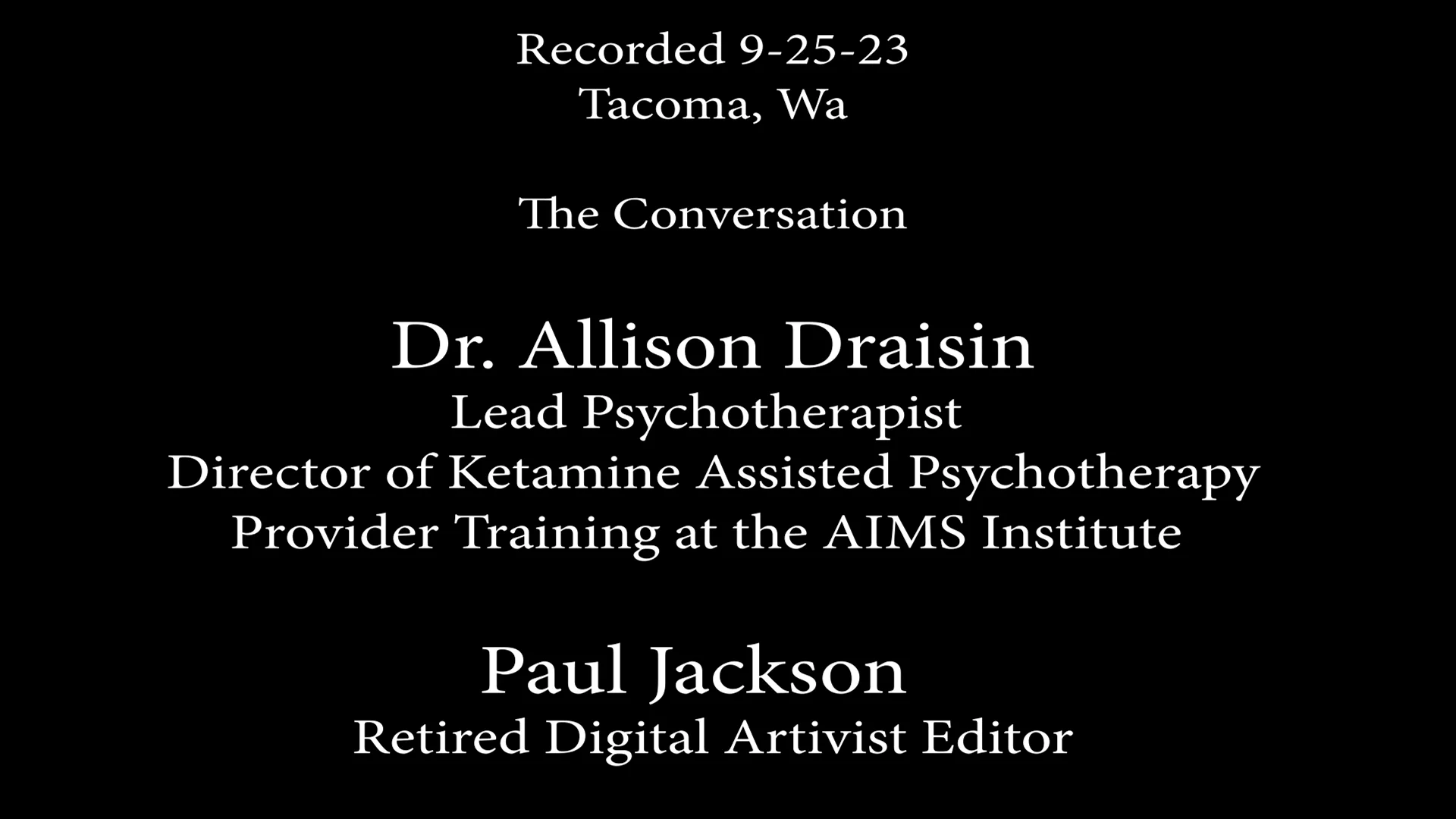 Dr. Alison Draisin on Vimeo
