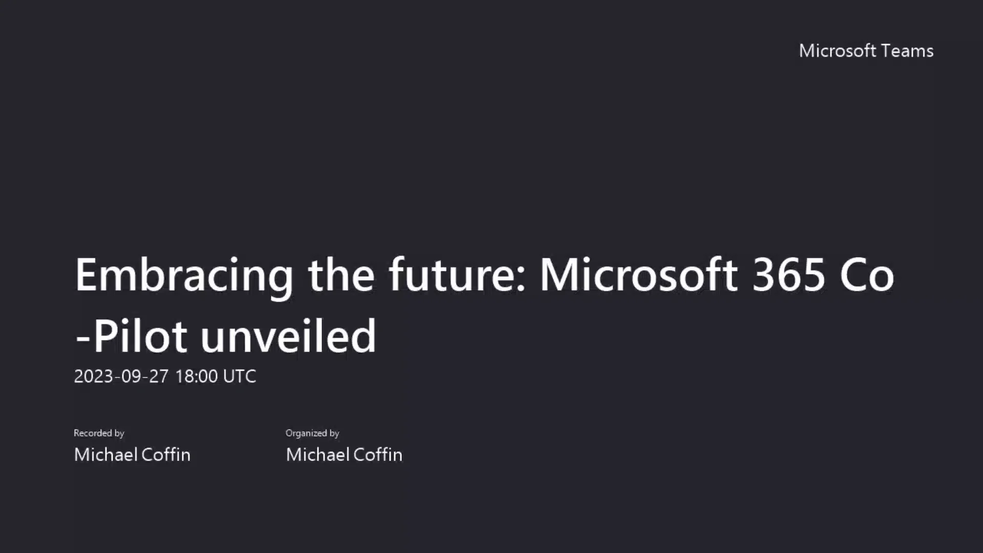 Embracing the Future: Microsoft 365 Co-Pilot Unveiled on Vimeo