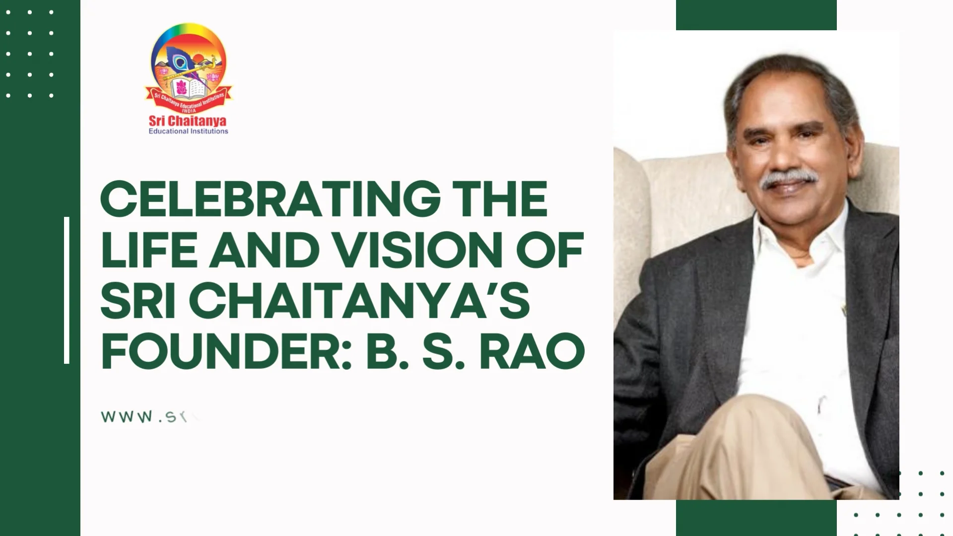 Celebrating the Life and Vision of Sri Chaitanya’s Founder B. S. Rao on ...