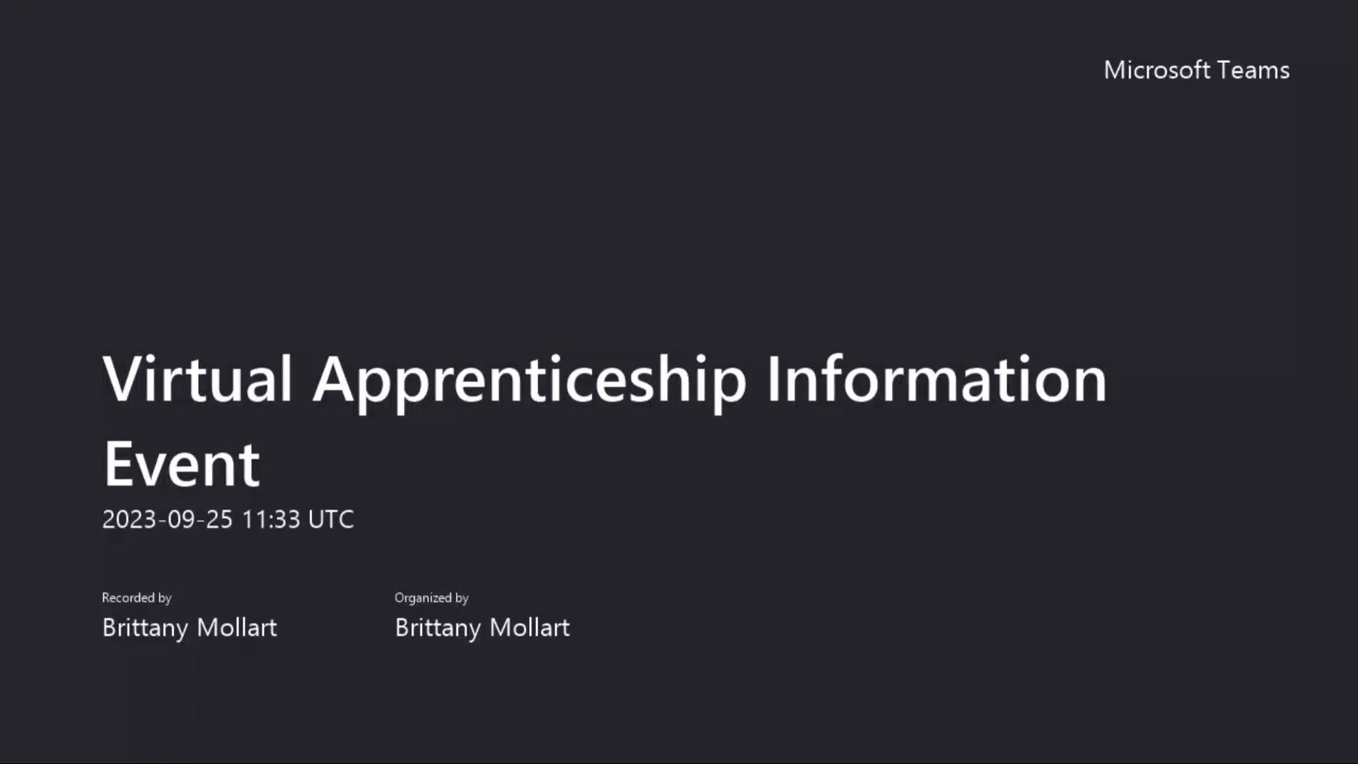 Virtual Apprenticeship Information Event - 25/09/2023 on Vimeo