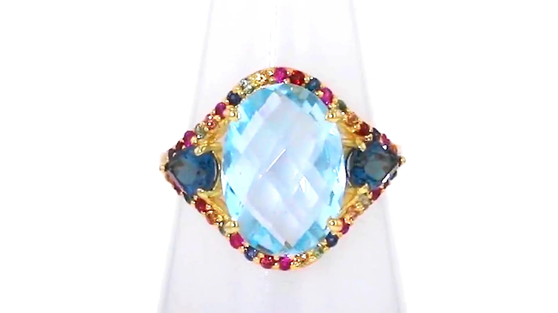 7.00 ct. t.w. Tonal Blue Topaz and .40 ct. t.w. Multicolored Sapphire ...