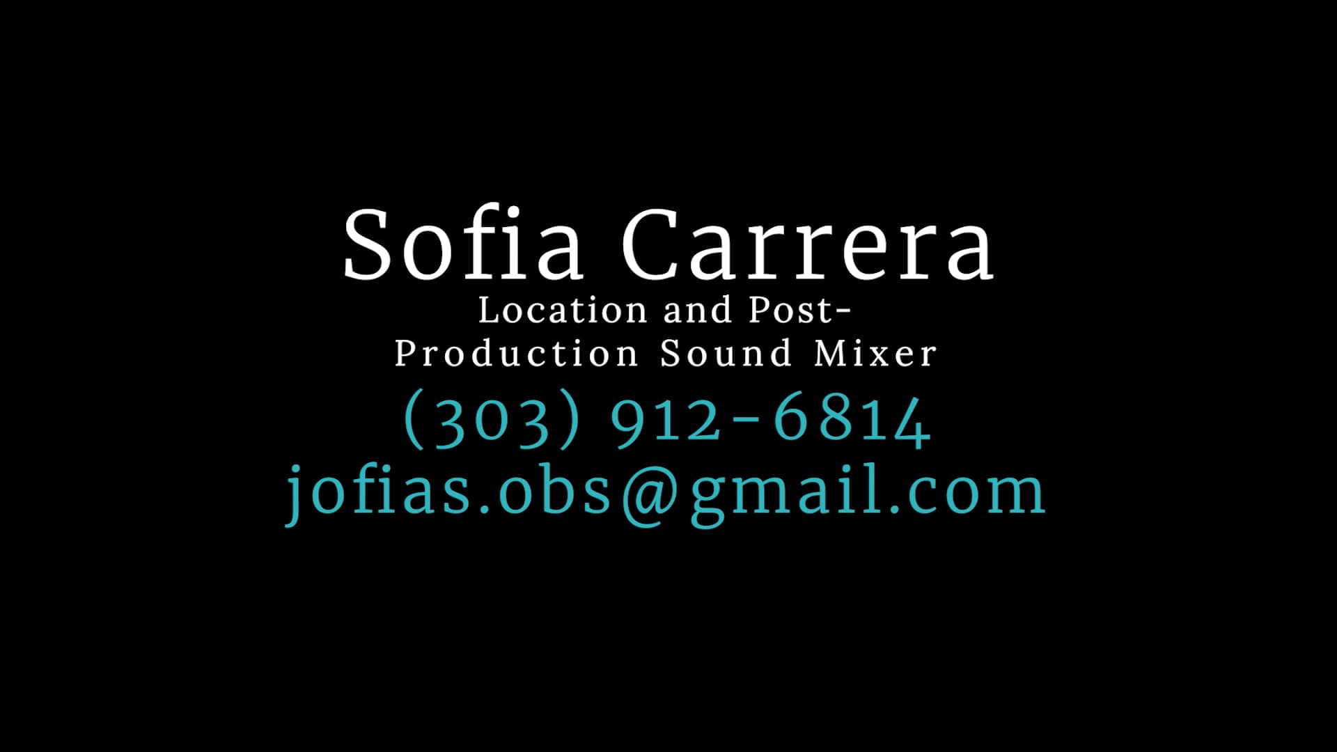 Sofia Carrera Sound Demo Reel on Vimeo