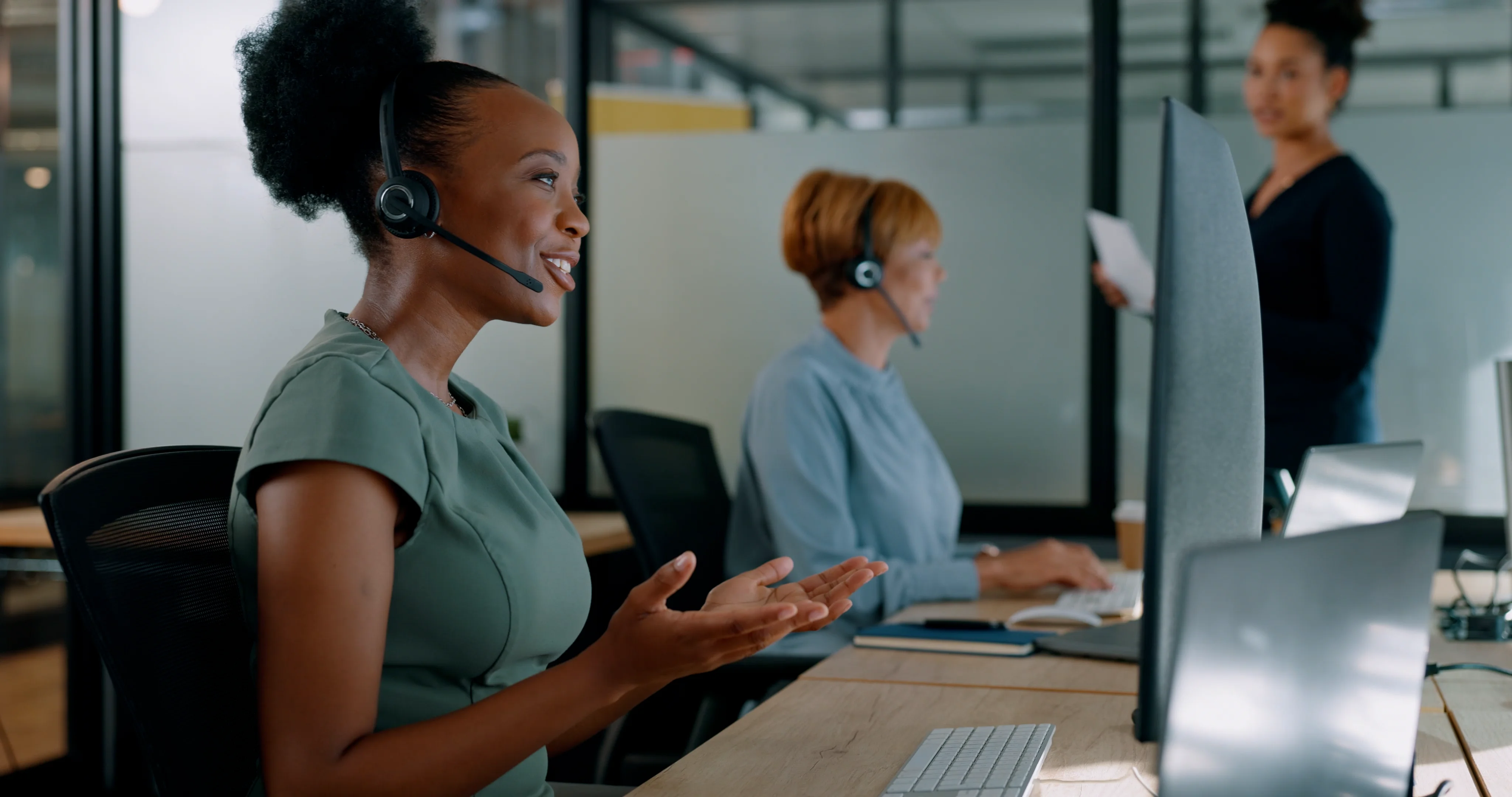 woman in a call center answering calls on Vimeo