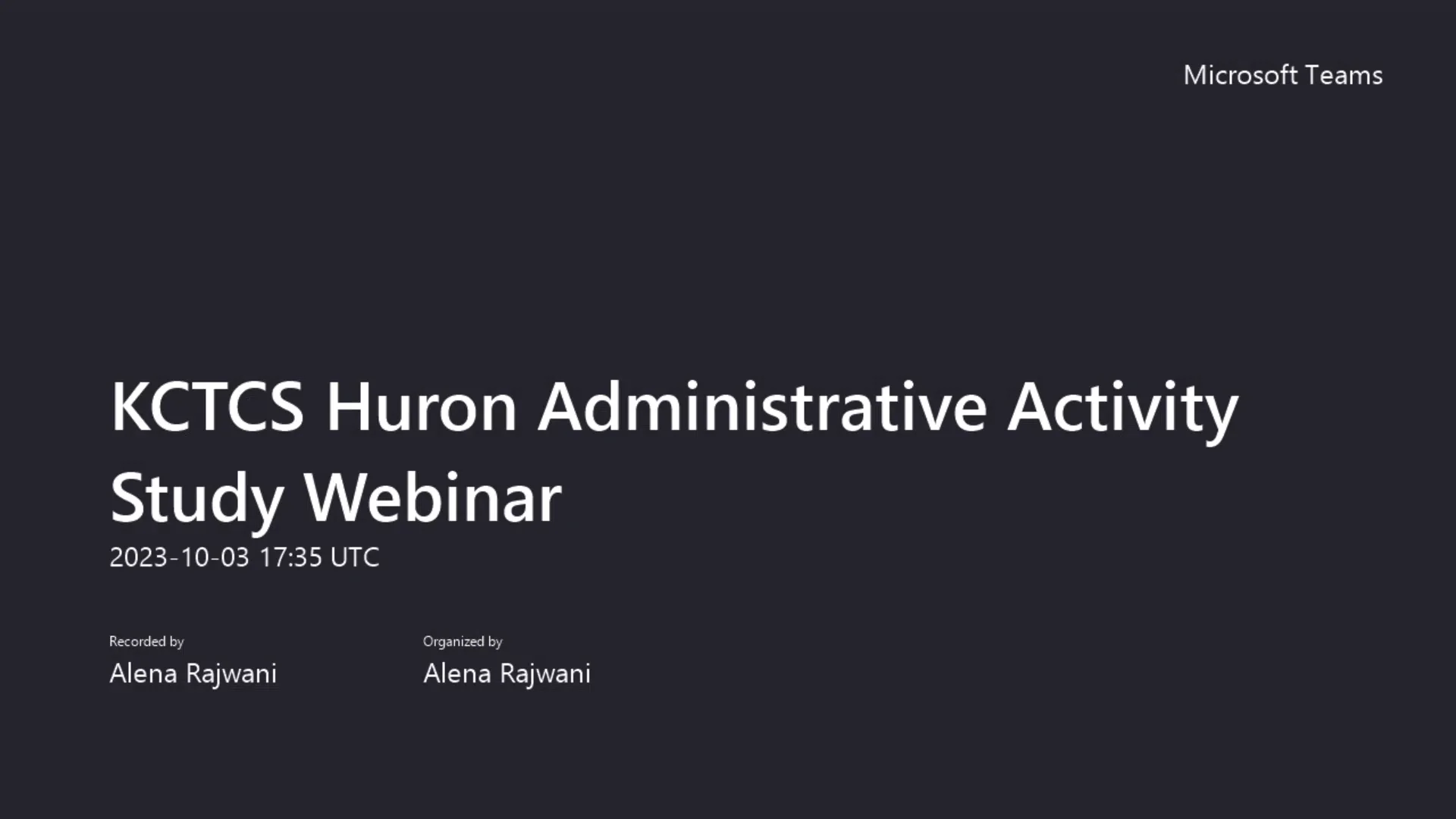 KCTCS Huron Administrative Activity Study Webinar 10-3-23 on Vimeo