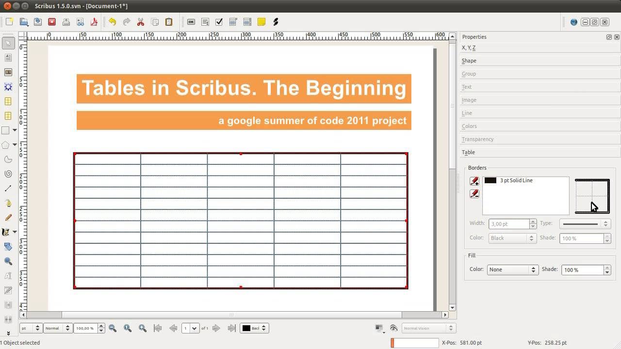 Tables in Scribus. The Beginning on Vimeo