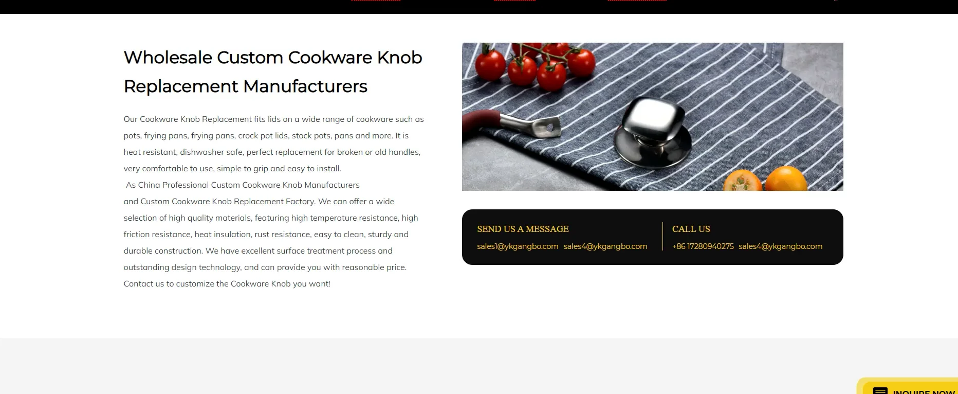 Wholesale Custom Cookware Knob Replacement on Vimeo