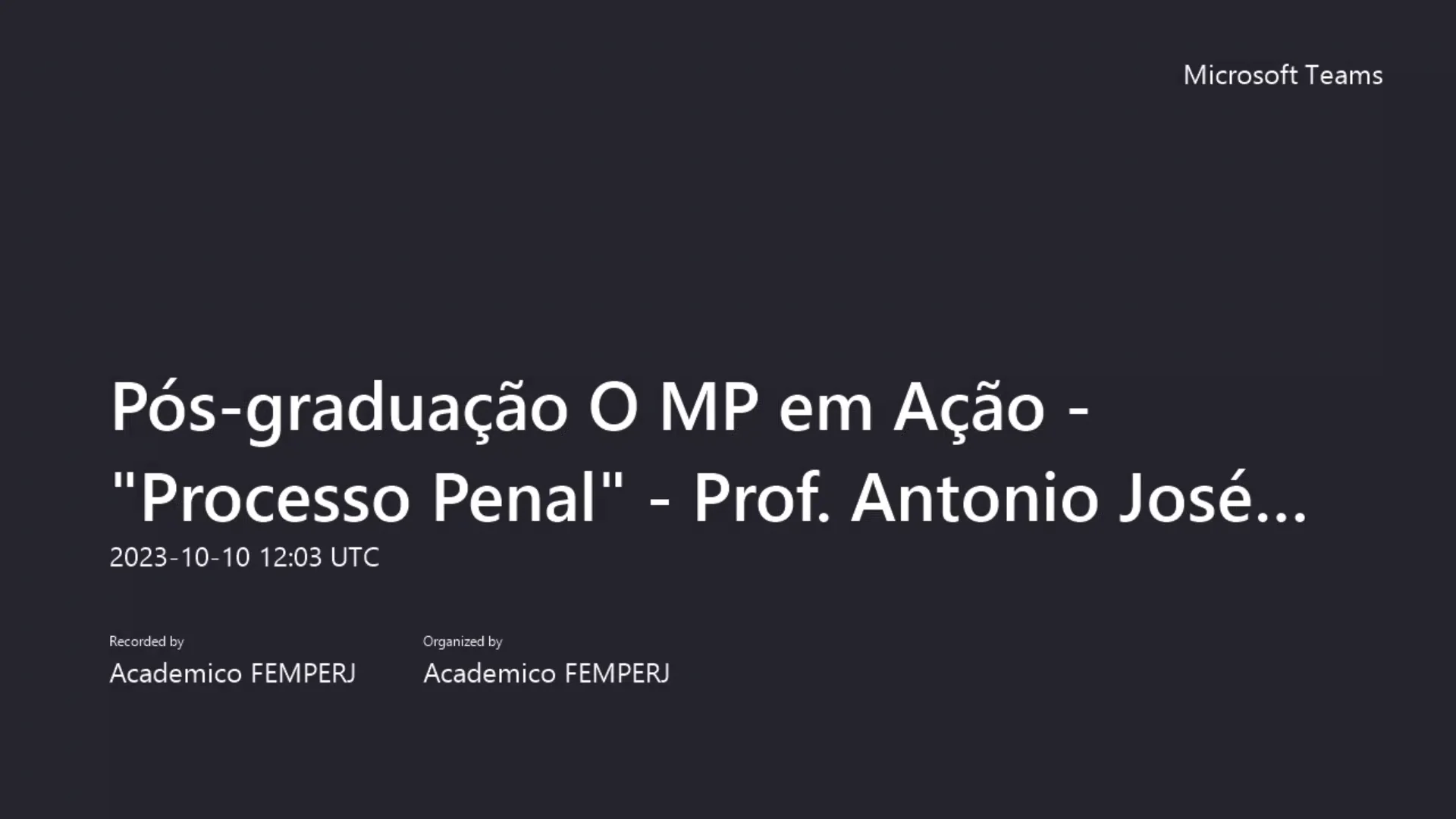 Pós-graduação O MP em Ação - _Processo Penal_ - Prof. Antonio José ...