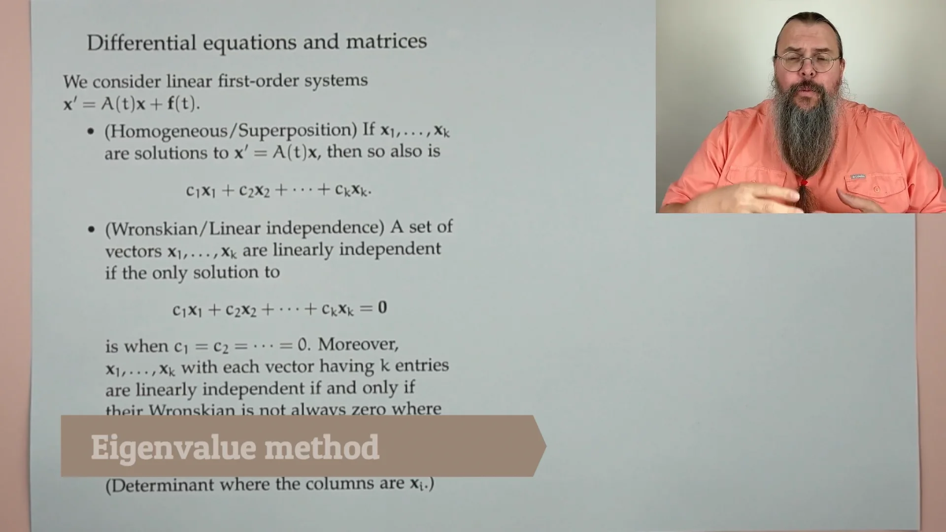 (DiffEQ, Fall 23) 18 - Differential equations and matrices; eigenvalues ...