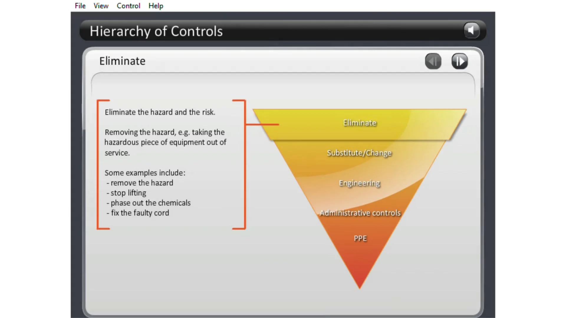 Hierarchy of Controls Triangle