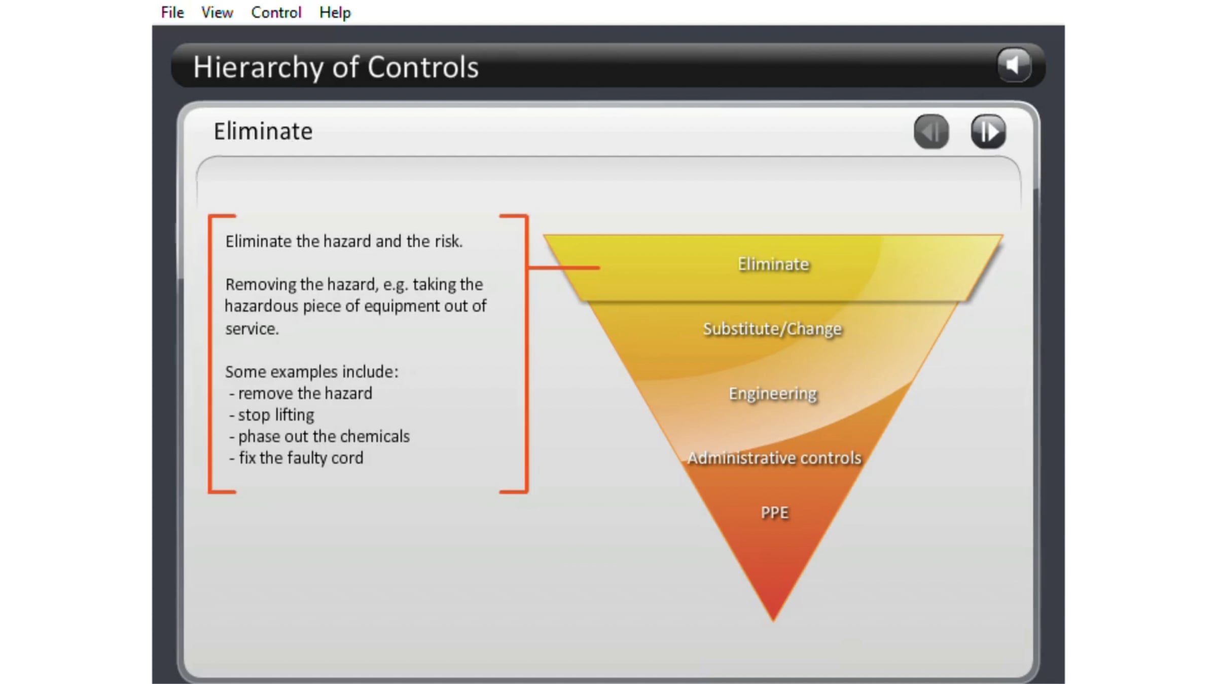 Hierarchy of Controls Triangle