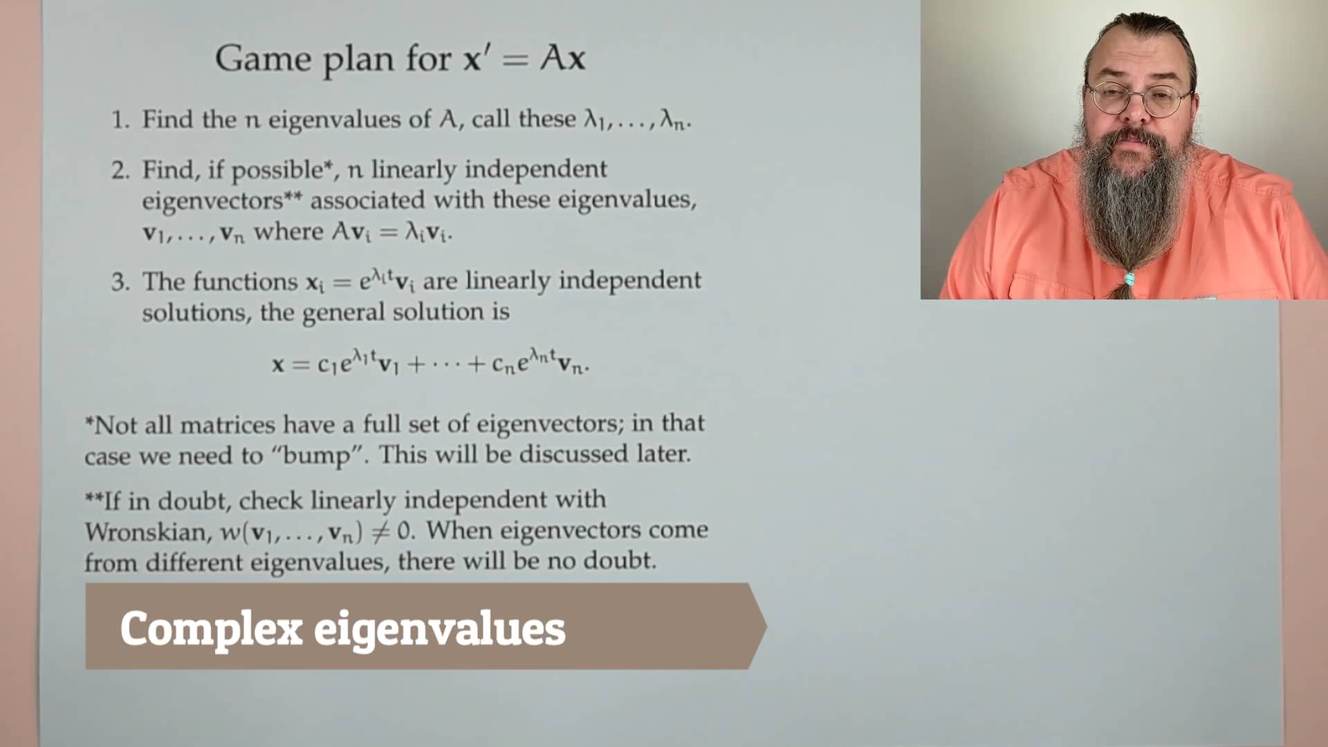 (DiffEQ, Fall 23) 19 - Handling complex eigenvalues on Vimeo