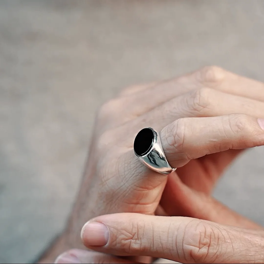 Pinky Silver Ring with Black Onyx Pinky Silver Ring with Black Onyx