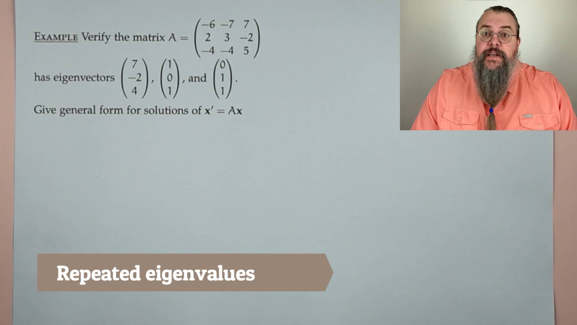 (DiffEQ, Fall 23) 20 - Handling repeated eigenvalues on Vimeo