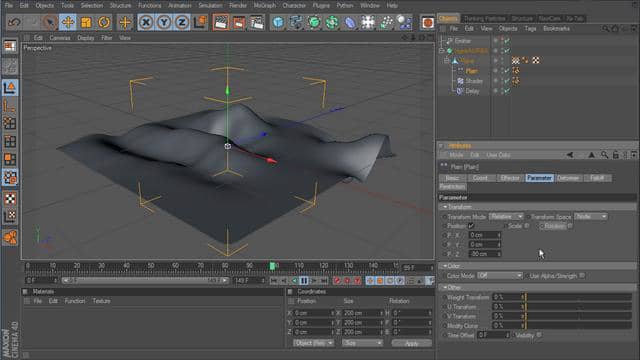 Vertex Map + Shader Effector + Particle Falloff for organic wavy motion. on Vimeo