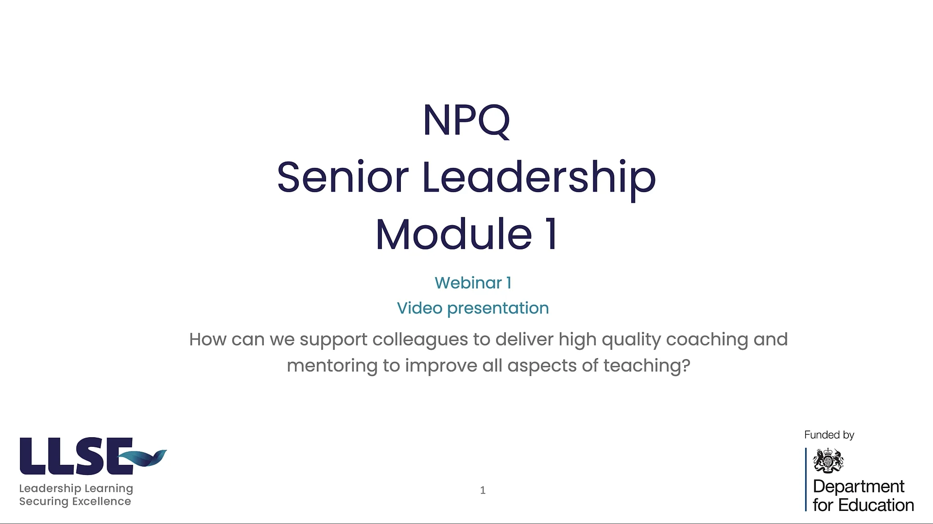 NPQSL Module 1 Webinar 1 on Vimeo