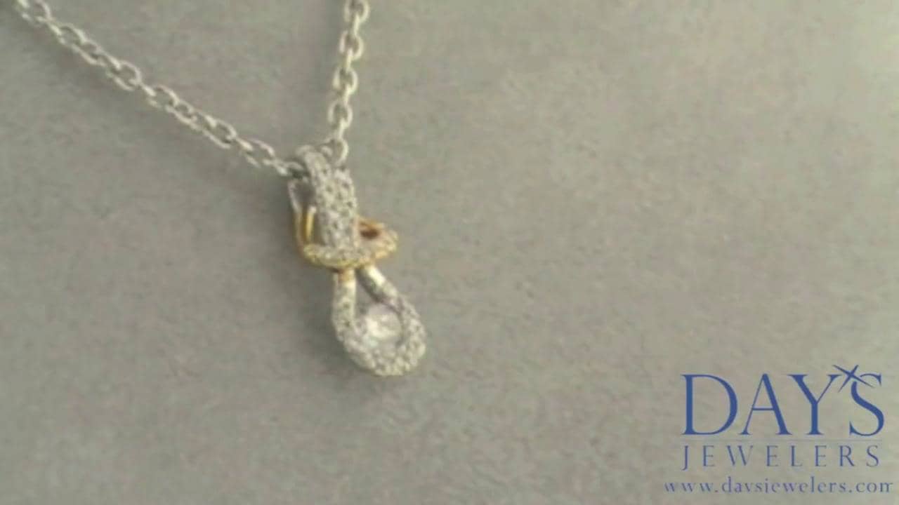 Everlon Diamond Knot Necklace in 14kt Yellow Gold and Sterling Silver ...
