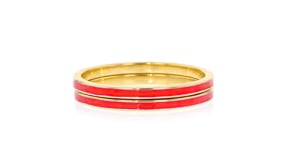 Red Enamel Jewelry Set: Two Rings in 18kt Gold Over Sterling