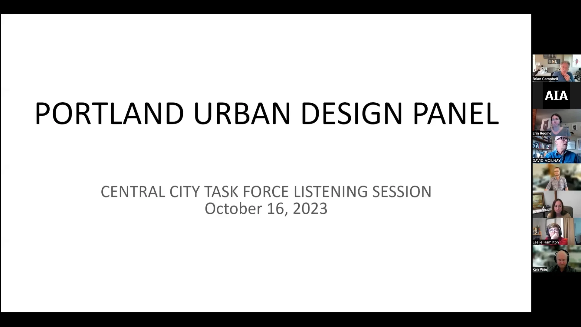 Urban Design Panel 10.17.23 - Central City Task Force Listening Session on Vimeo