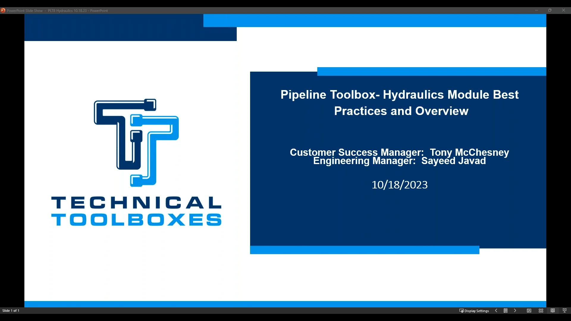 Pipeline Toolbox- Hydraulics Module Best Practices and Overview on Vimeo