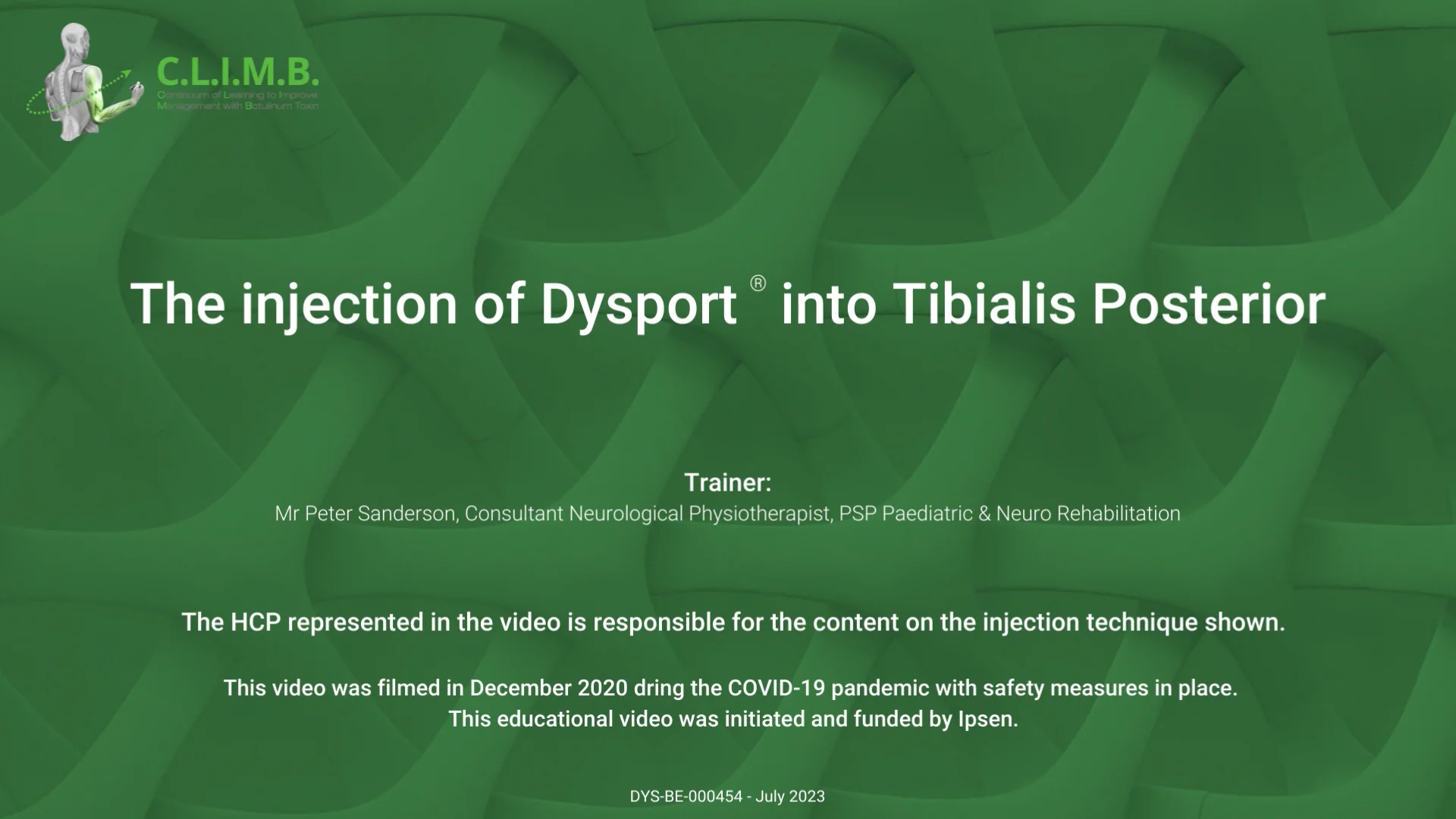 The injection of Dysport into Tibialis Posterior on Vimeo