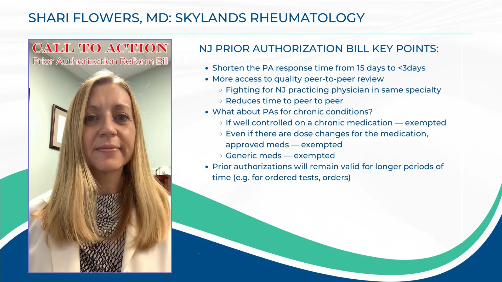 DR. SHARI FLOWERS SPEAKS ON THE NJ PRIOR AUTHORIZATION BILL on Vimeo