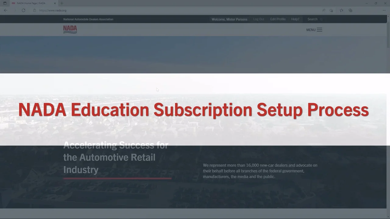 NADA Education Subscription Setup Process on Vimeo